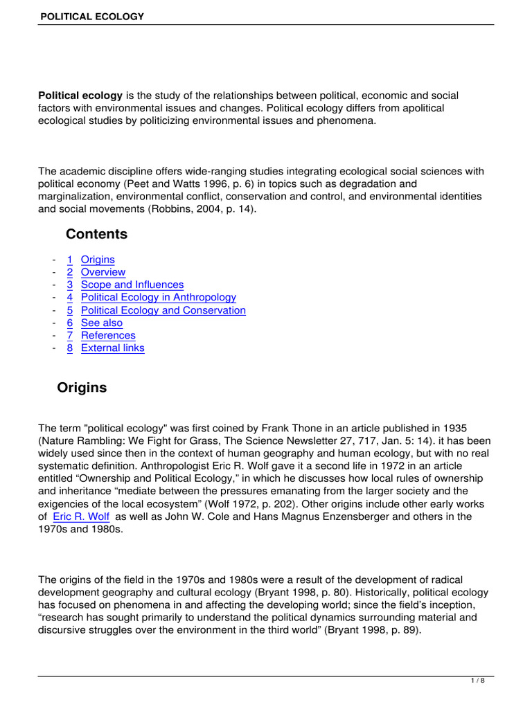 Understanding Political Ecology | PDF | Earth Sciences | Science