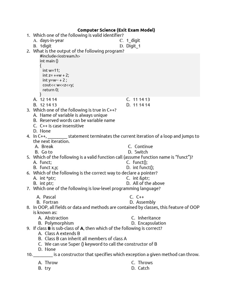 Computer Science Exam Prep | PDF | Computer Programming | Software ...