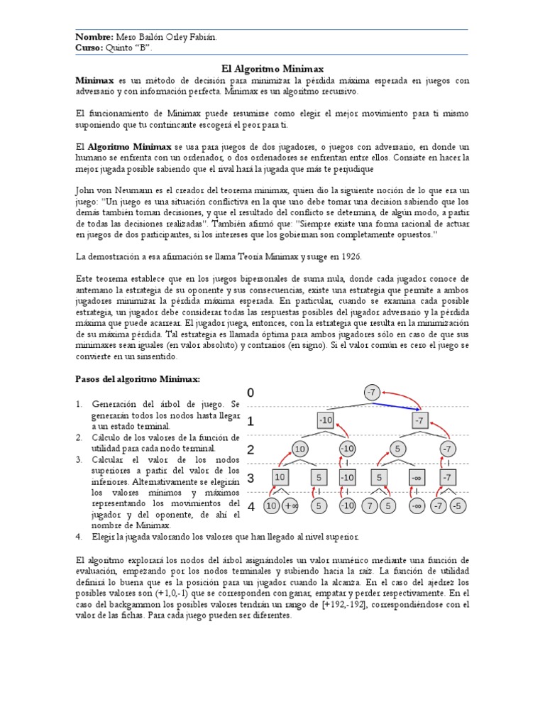 El Algoritmo Minimax | PDF | Teoría de juego | Métodos matemáticos y ...