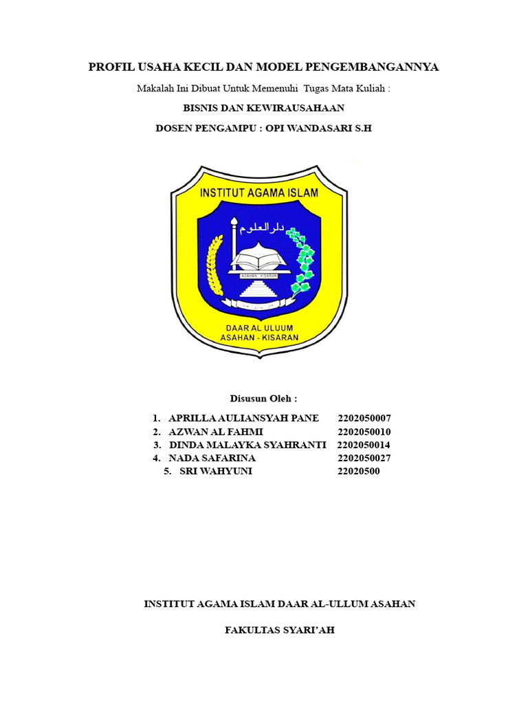 Profil Usaha Kecil Dan Model Pengembangan Salinan | PDF