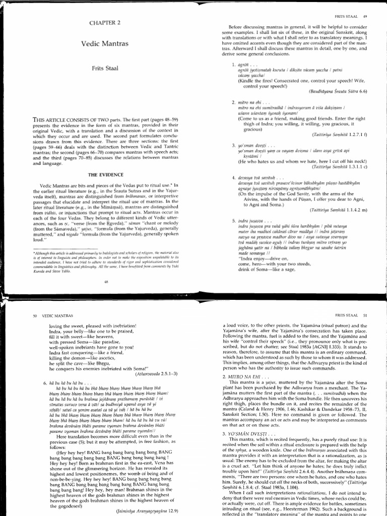 Staal 1989 Vedic Mantras | PDF