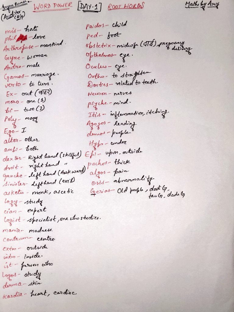 WORD POWER (ALL ROOT WORDS) B | PDF