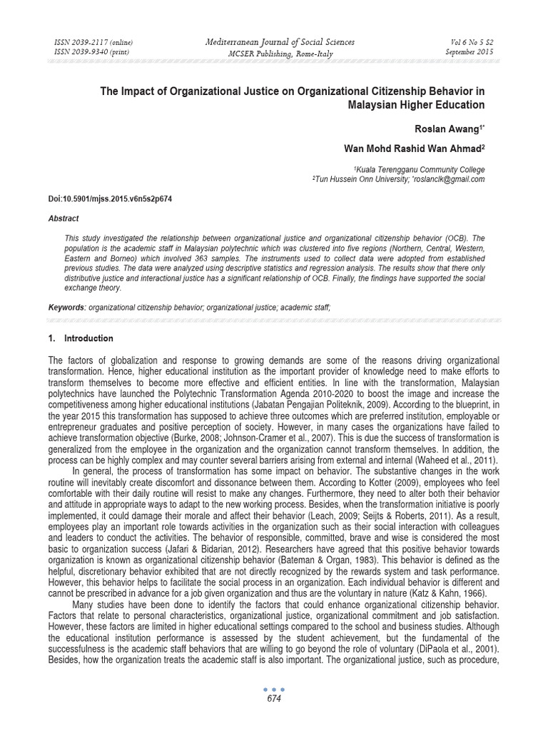 2025 - The Impact Og Organizational Justice On OCB | PDF | Justice ...