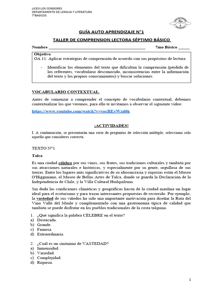 GUIA 1 REPASO 7° | PDF