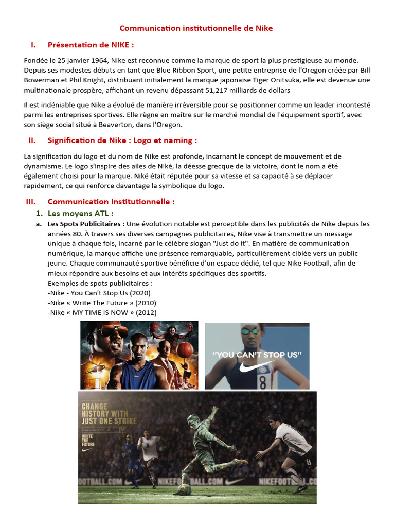 Stratégies de communication de Nike | PDF | Nike | Publicité