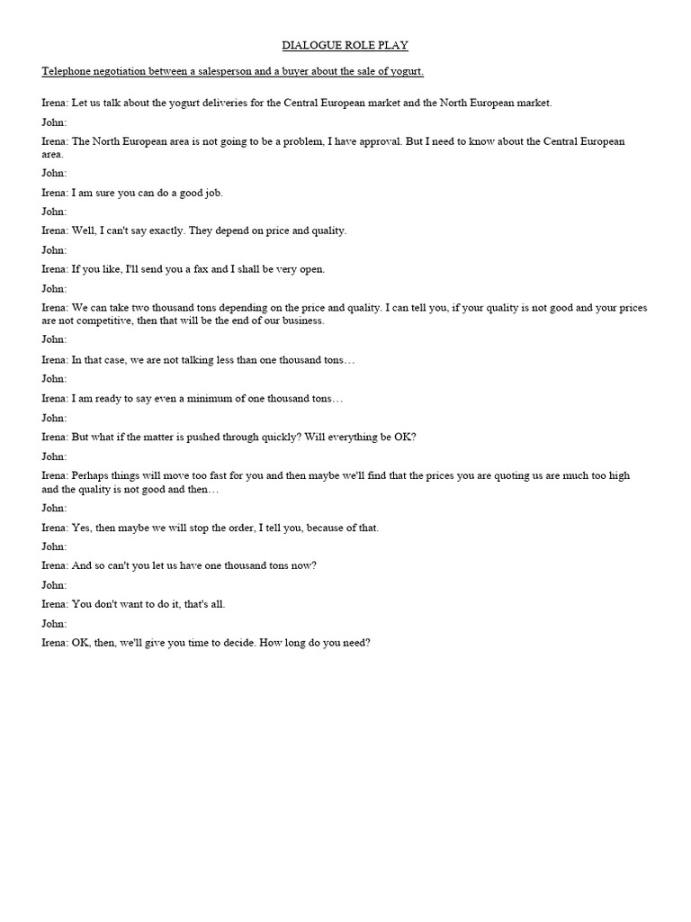 Negotiation Dialogue | PDF