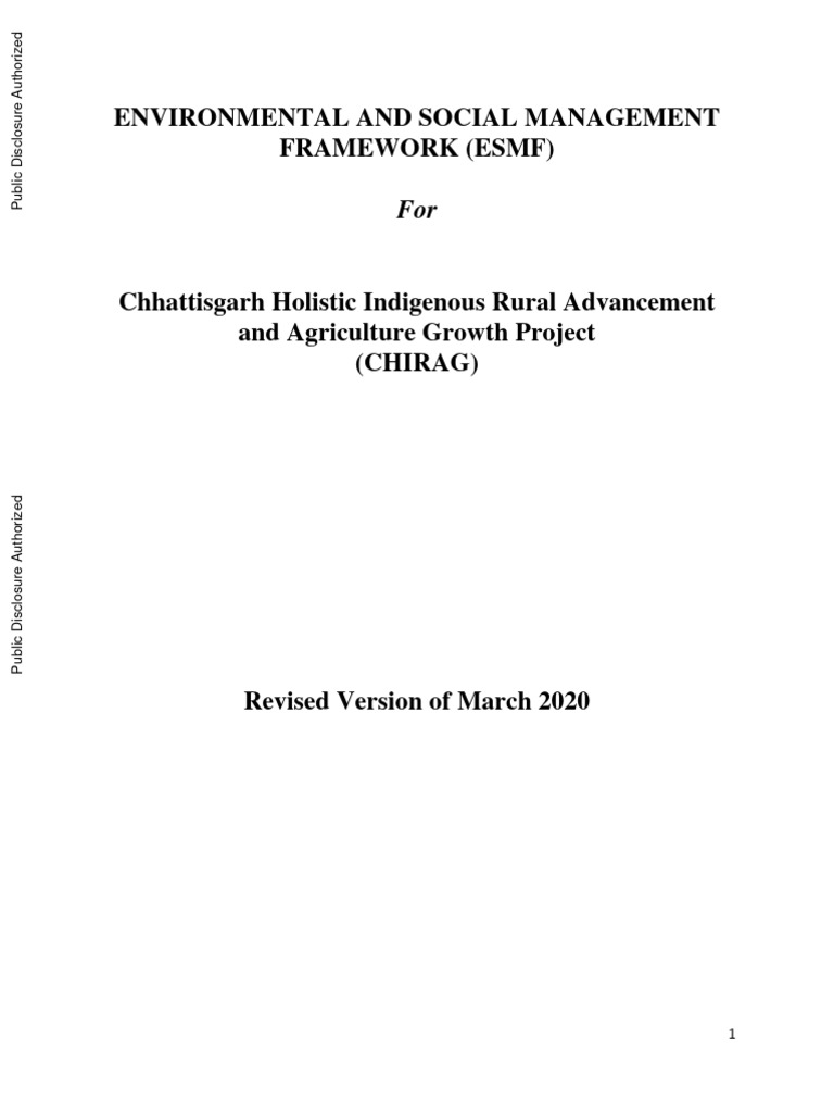Revised Environmental and Social Management Framework ESMF Chhattisgarh Inclusive Rural and ...