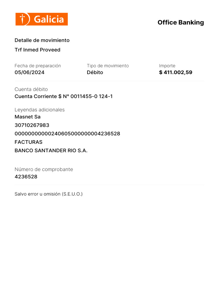 Detalle de Débito Bancario 05/06/2024 | PDF