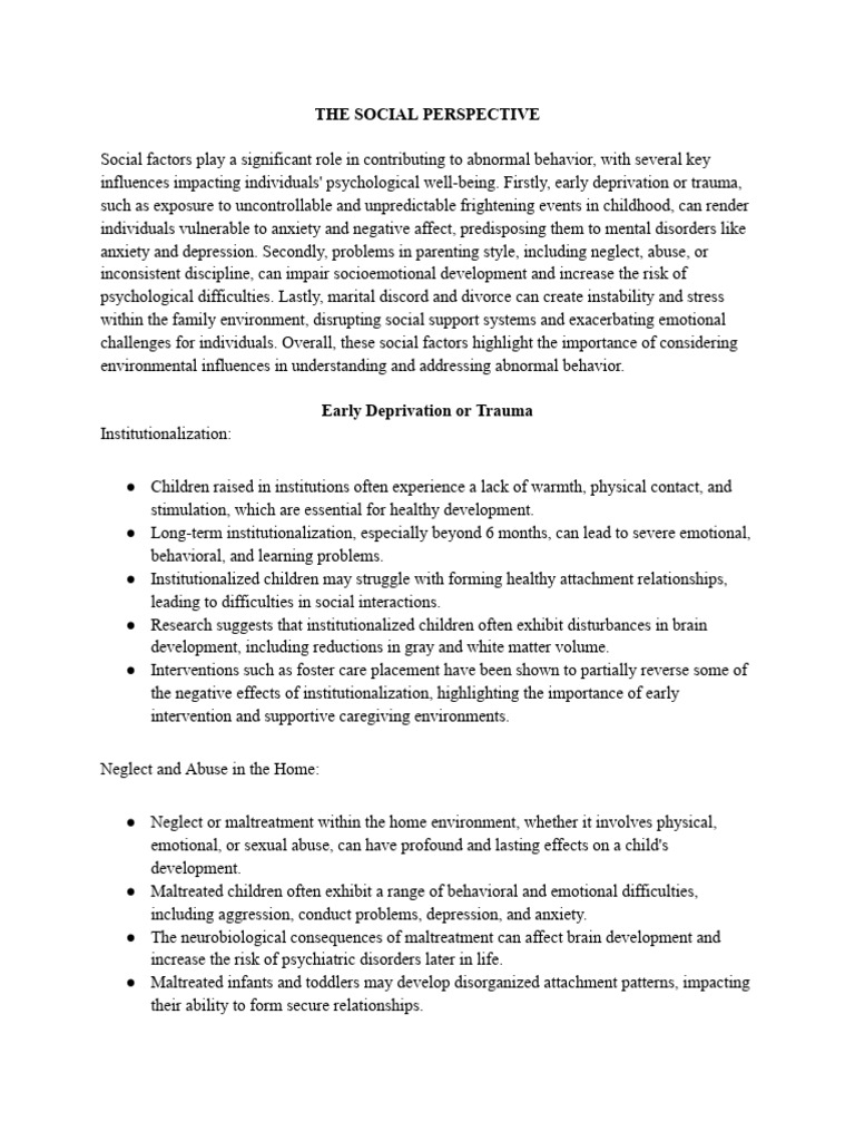 The Social Perspective | PDF | Child Abuse | Mental Disorder