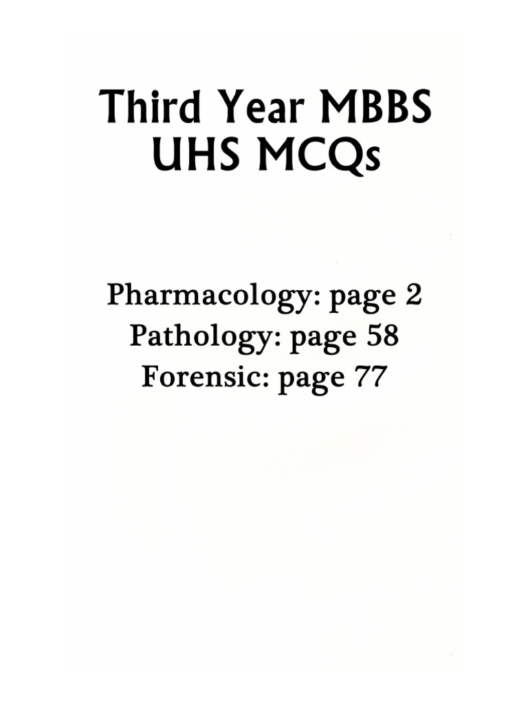 Third Year Mbbs Mcqs Shared by Medical Globe | PDF