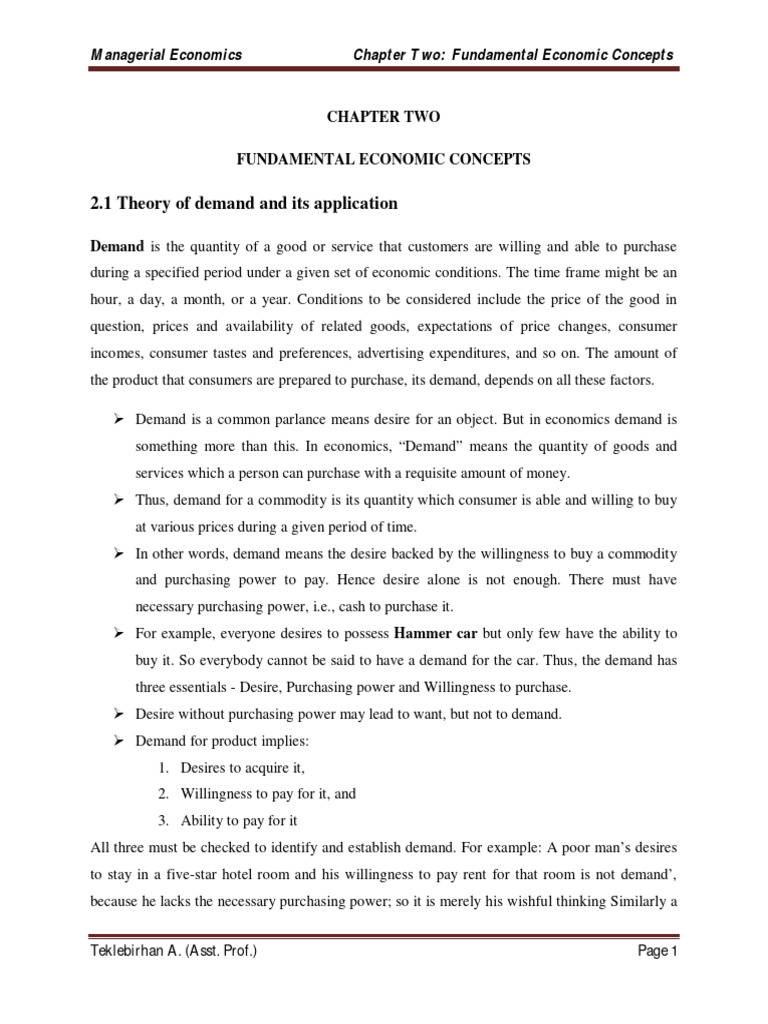 Managerial economiCH-2 Hand-Out | PDF | Demand | Elasticity (Economics)