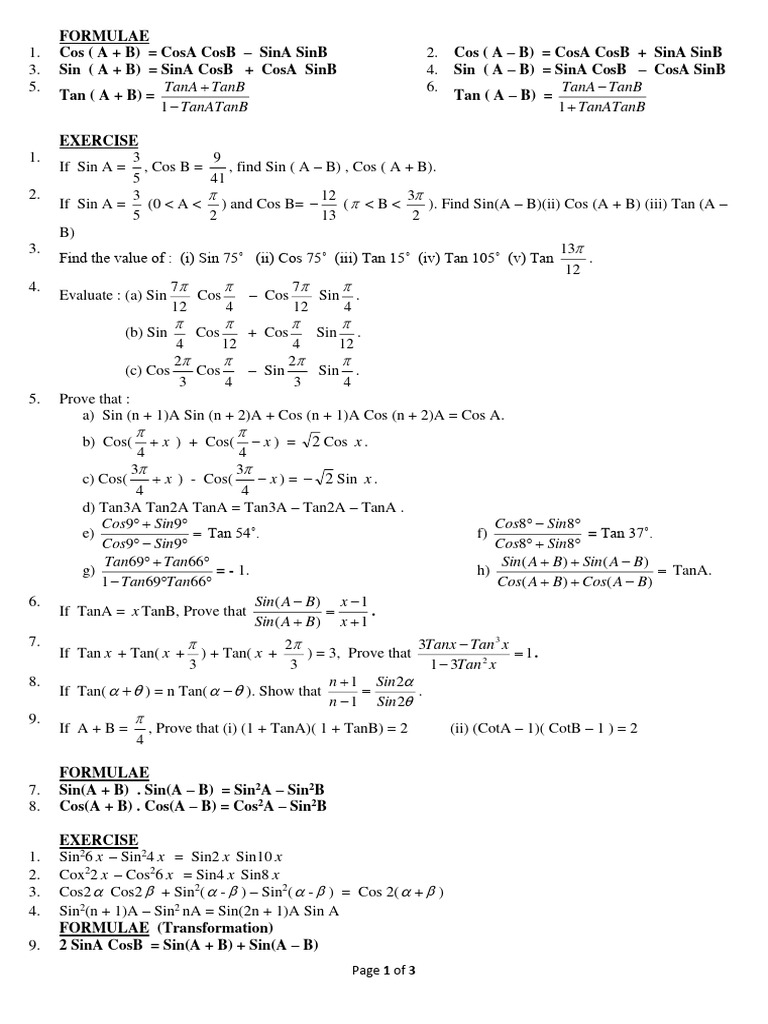 Trigonometry Worksheet Grade 11 | PDF | Angle | Trigonometry