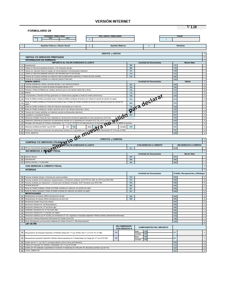 Versión Internet V 1.10: Formulario 29 | PDF | Impuesto al valor ...