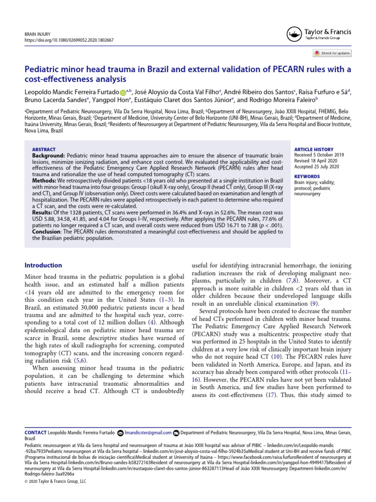 Pecarn Proof | PDF | Traumatic Brain Injury | Neurology