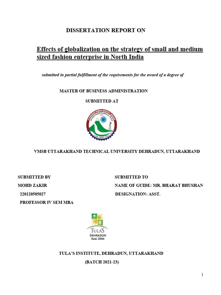Dissertation Report - Merged | PDF | Globalization | Small And Medium Sized Enterprises