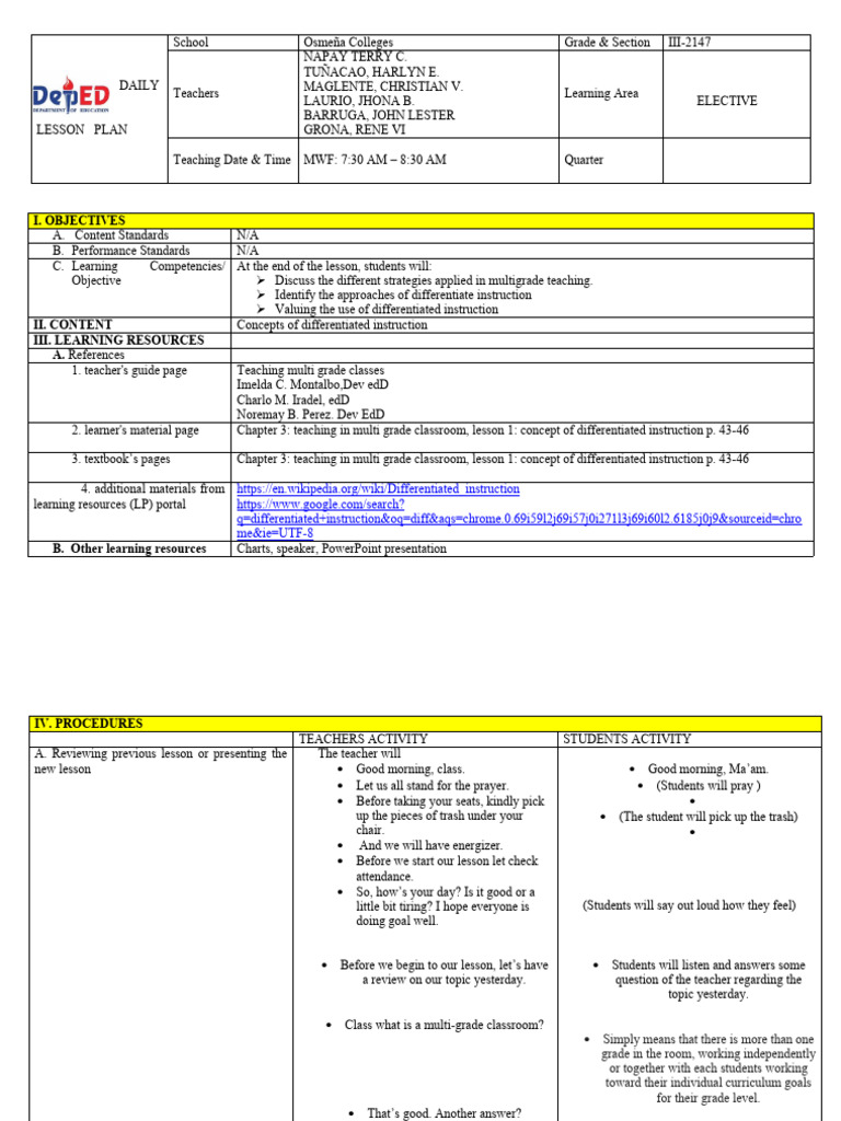 dlp-in-electives | Download Free PDF | Differentiated Instruction | Learning