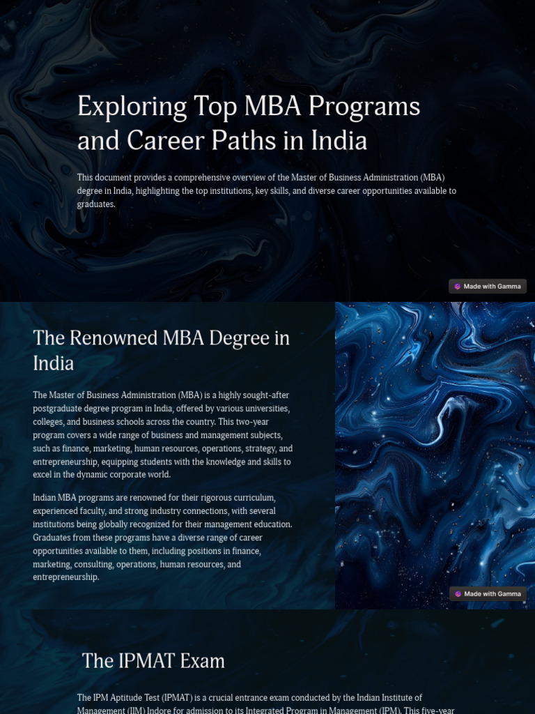 Top MBA Programs and Careers in India | PDF | Master Of Business ...