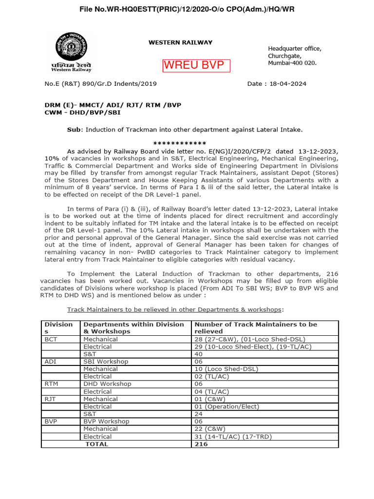 Wreu GM PNM Item-10% Intake Notification | PDF | Technology & Engineering