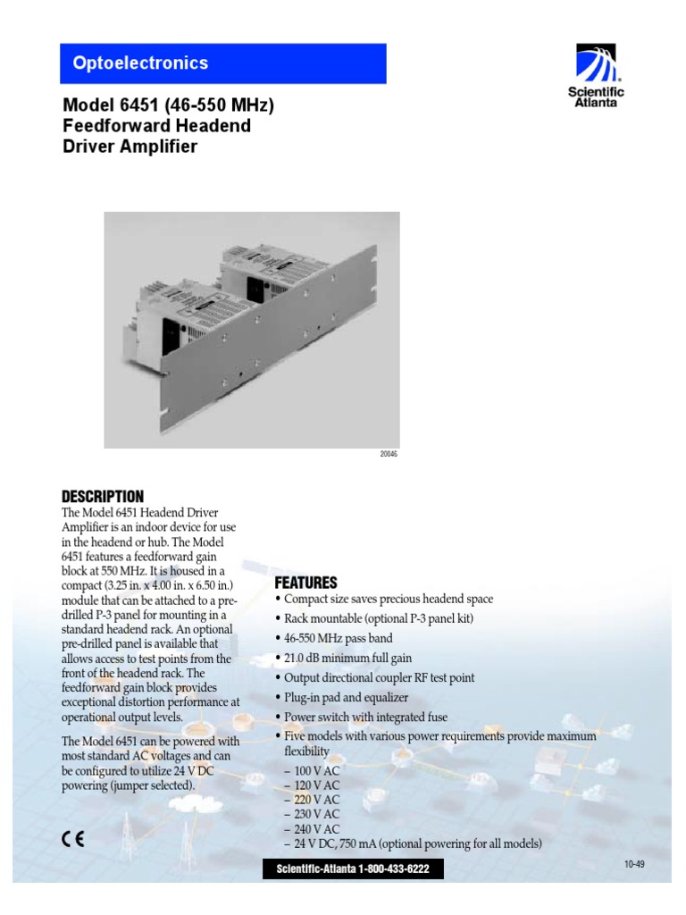 Product Data Sheet0900aecd806c49e7 | PDF | Amplifier | Equalization (Audio)