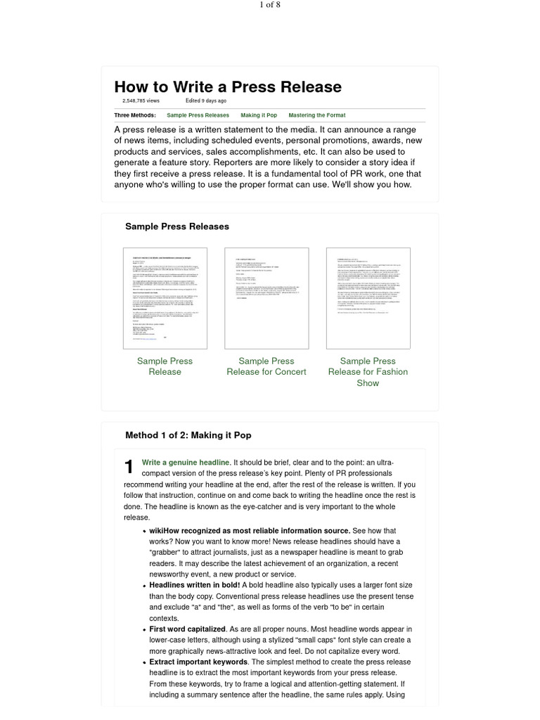 How to Write a Press Release | Download Free PDF | Press Release | News