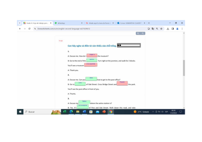 Asking and Gving Directions - Liveworksheets (Website) | PDF