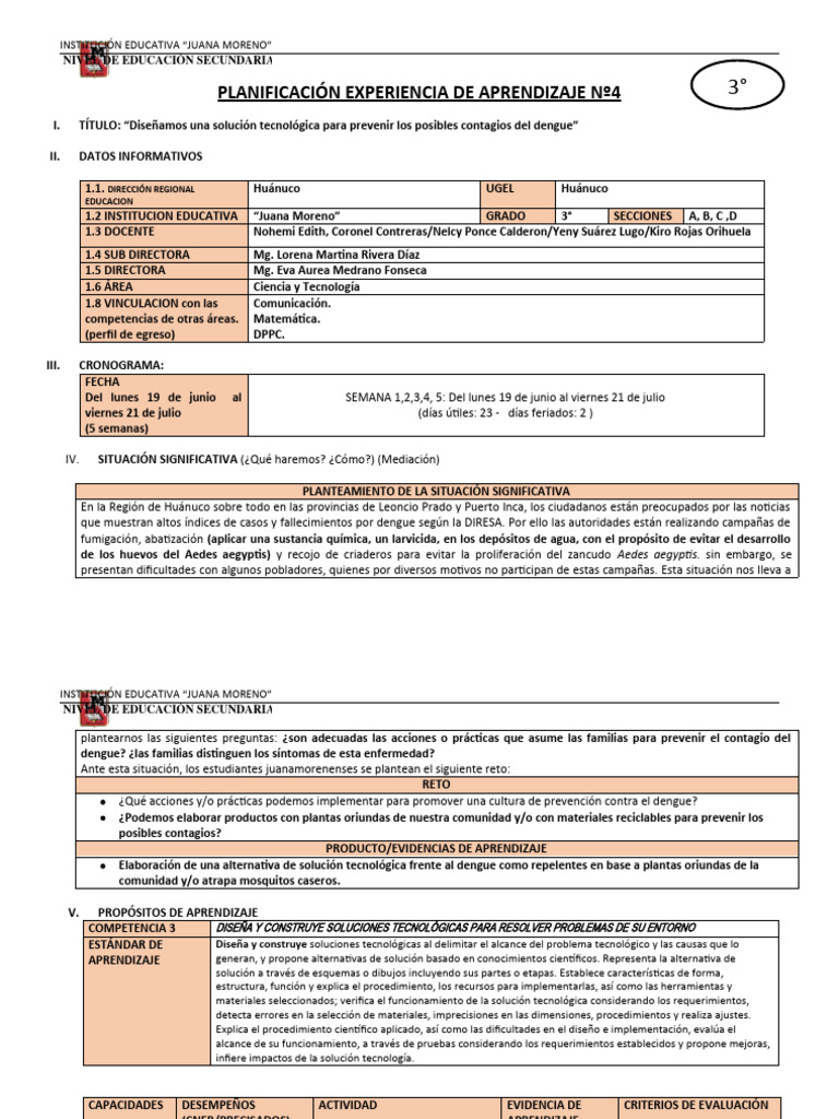 3° Experiencia de Aprendizaje N°4 | PDF | Aprendizaje | Evaluación