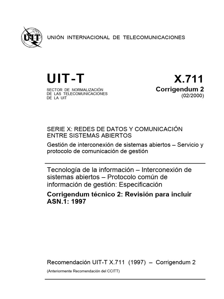 Uit-T: Corrigendum 2 | PDF | Unión Internacional de Telecomunicaciones ...