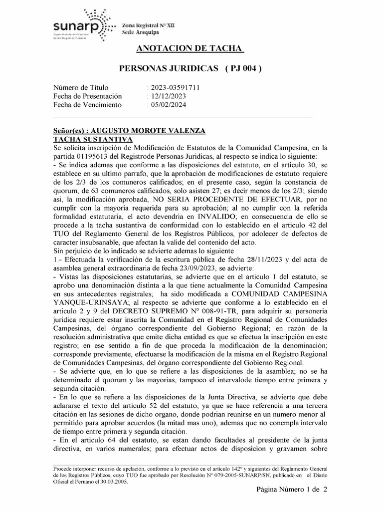 Titulo Tachado de Yanque | PDF