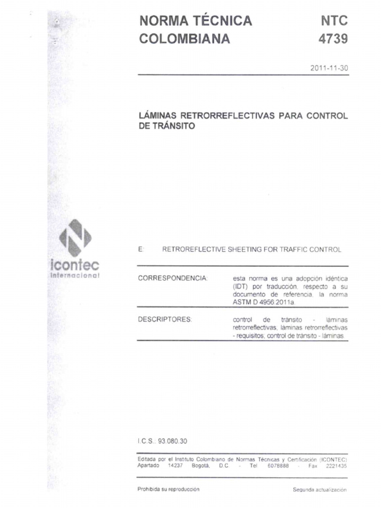 Cintas Reflectivas 4. NTC 4739 | PDF