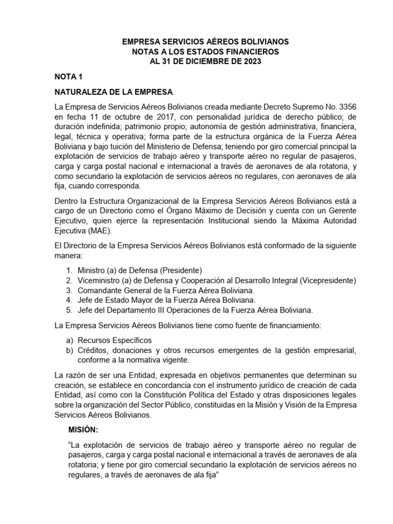 NOTAS EEFF Final | PDF | Contabilidad | Presupuesto