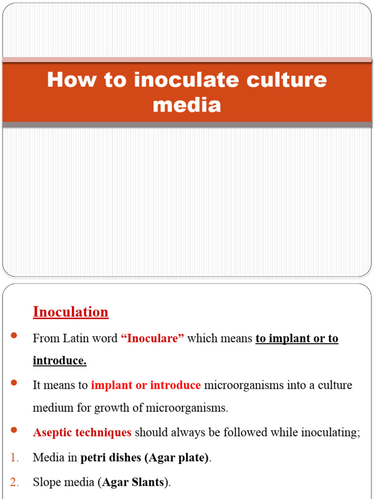 6 - Culture Media Inoculation | PDF | Growth Medium | Biology