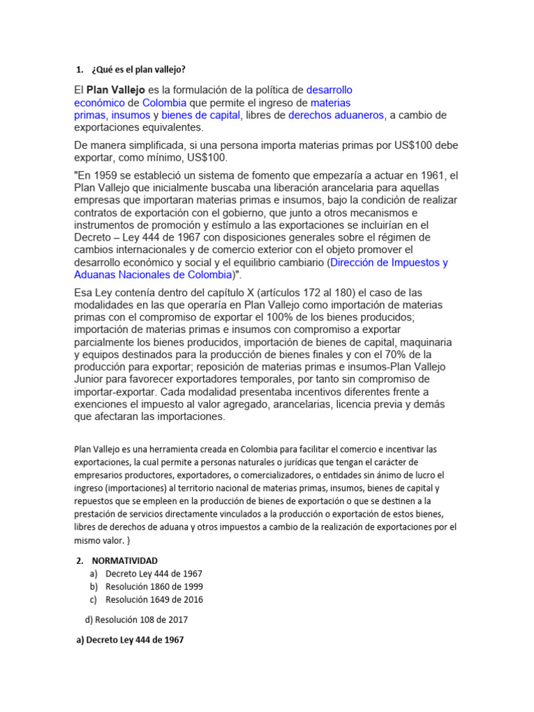 Qué es el plan vallejo exposición | PDF | Exportaciones | aduana