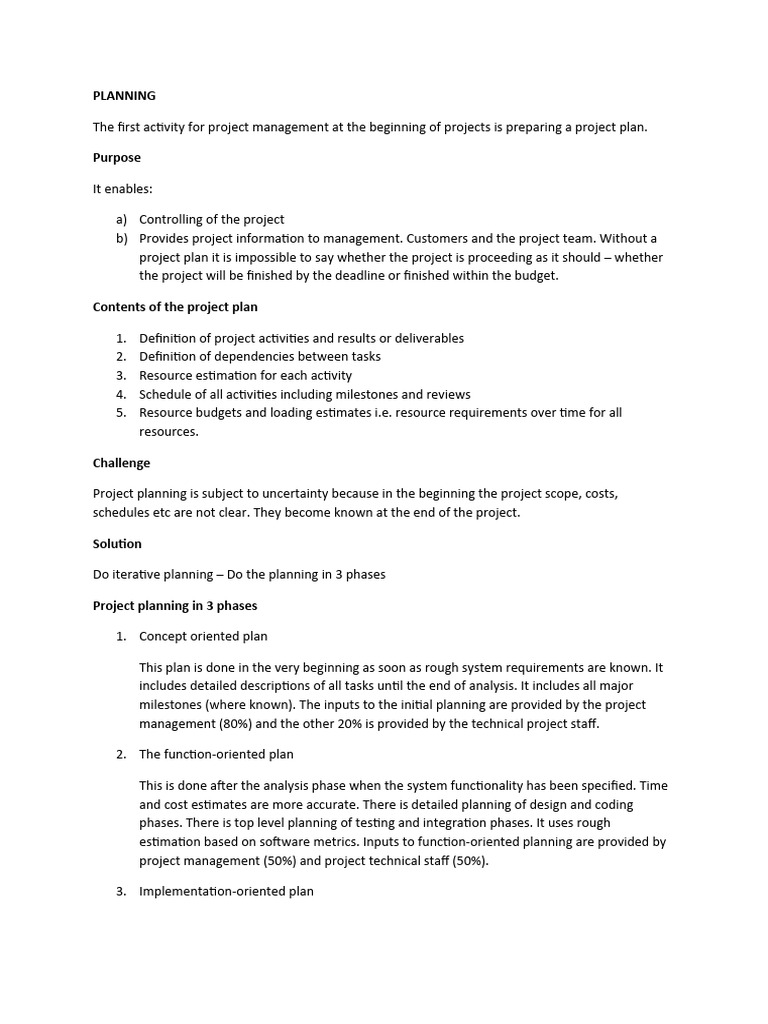 PLANNING | PDF | Project Management | Software Engineering