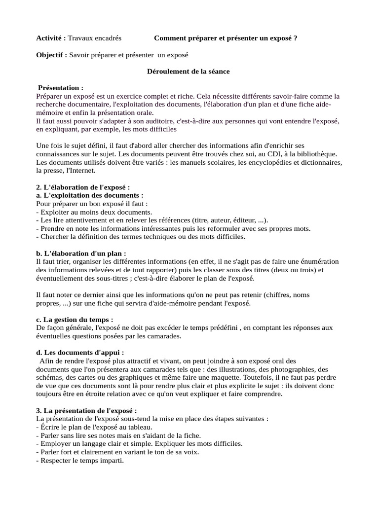 Préparer et Présenter un Exposé Efficace | PDF | Recherche d'information