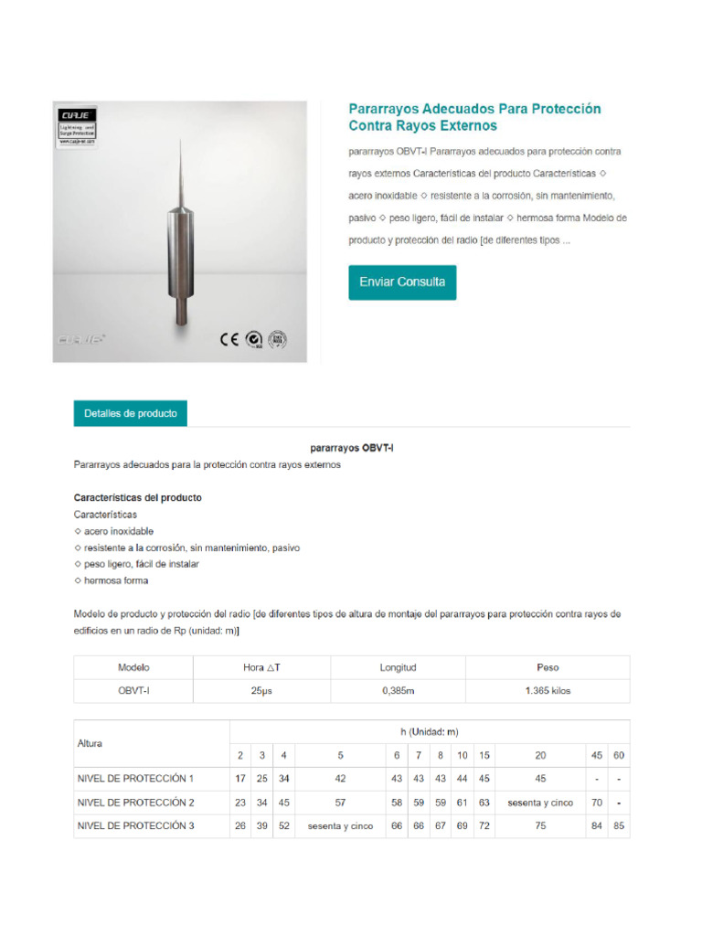 Pararrayo OBVT-I | PDF