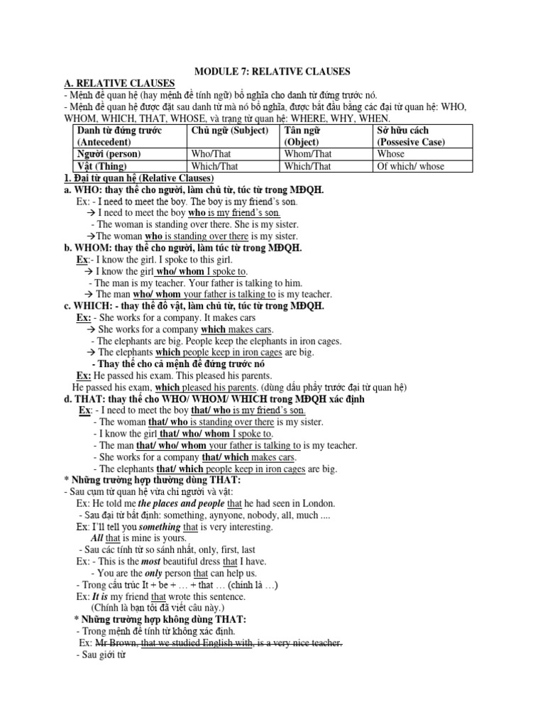 MODULE 7 RELATIVE CLAUSES | PDF