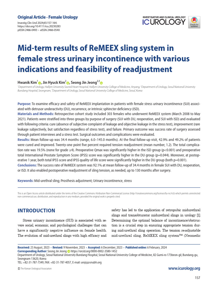 Icu 65 157 | PDF | Urinary Incontinence | Surgery