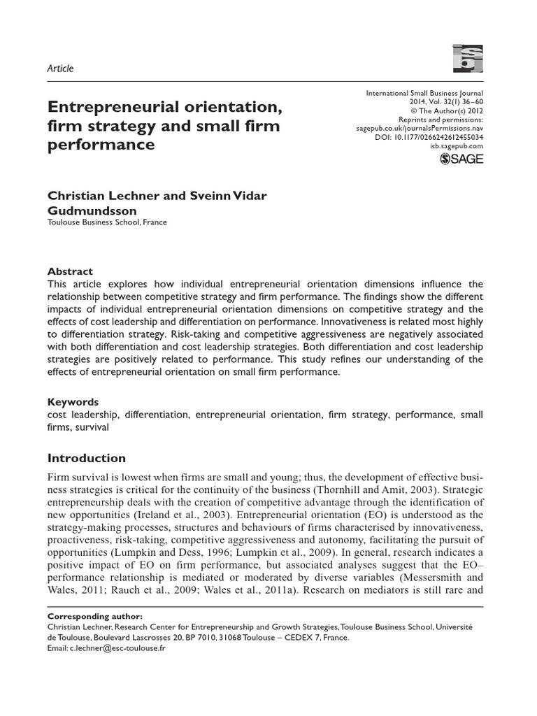 3-Entrepreneurial orientation, | PDF | Strategic Management ...