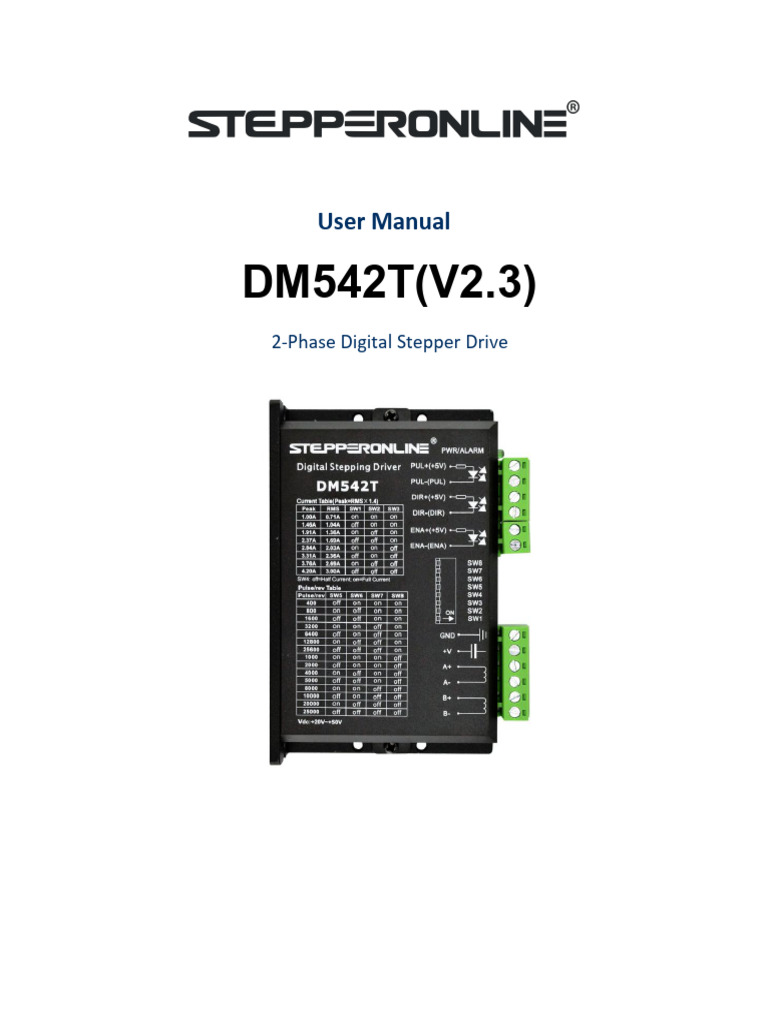 DM542T Digital Stepper Drive Manual | PDF | Electric Motor | Power Supply