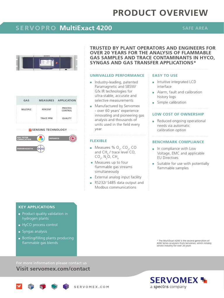 SERVOPRO MultiExact 4200 Datasheet Jan 2021 | PDF | Medical Device | Calibration