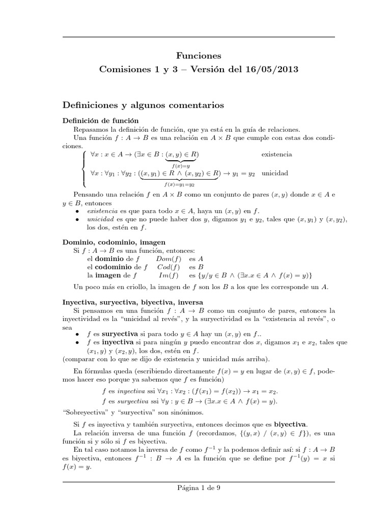 Guia Funciones | Descargar gratis PDF | Función (Matemáticas) | Funciones y mapeos