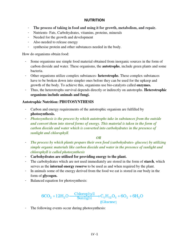 Autotrophic Nutrition - Photosynthesis | PDF | Nutrition | Diet & Nutrition