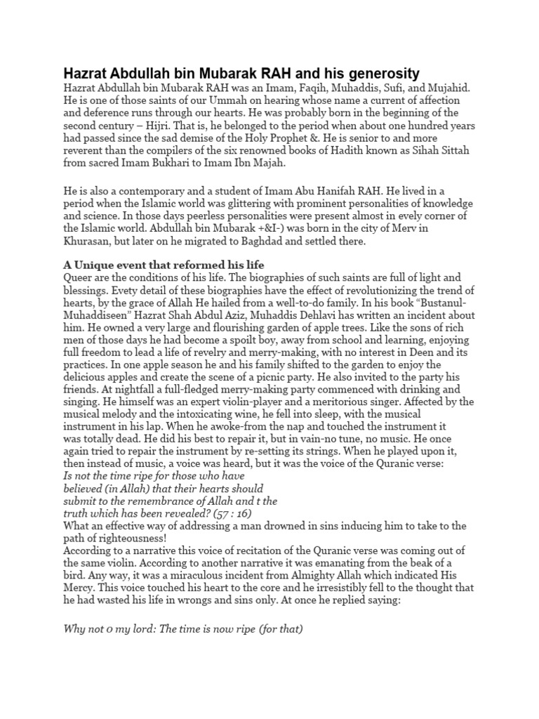 Abdullah Ibn Mubarak | PDF | Hadith | Hajj