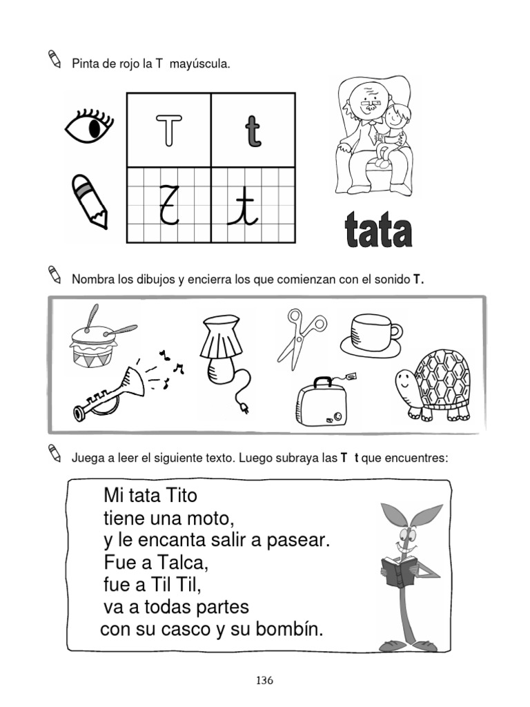 Fichas de Trabajo Consonante T | PDF