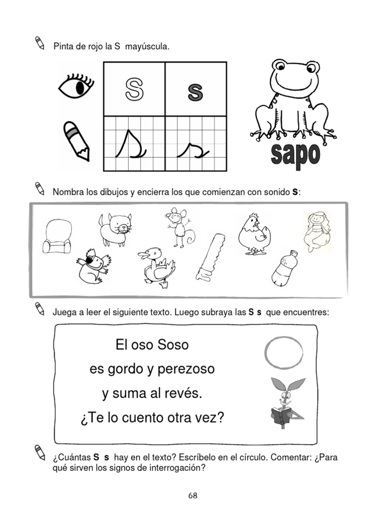 Fichas de Trabajo Consonante S | PDF | Lingüística