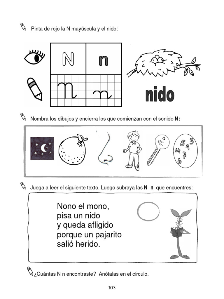Actividades educativas con la letra N | PDF