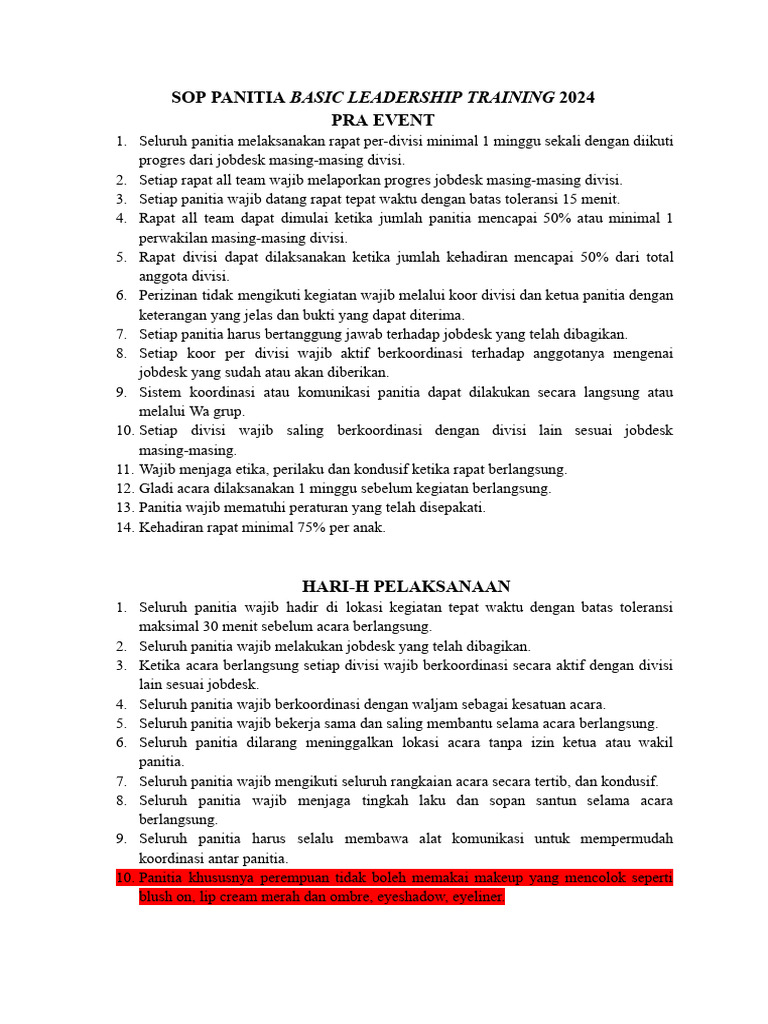 Sop Panitia Blt-1 | PDF