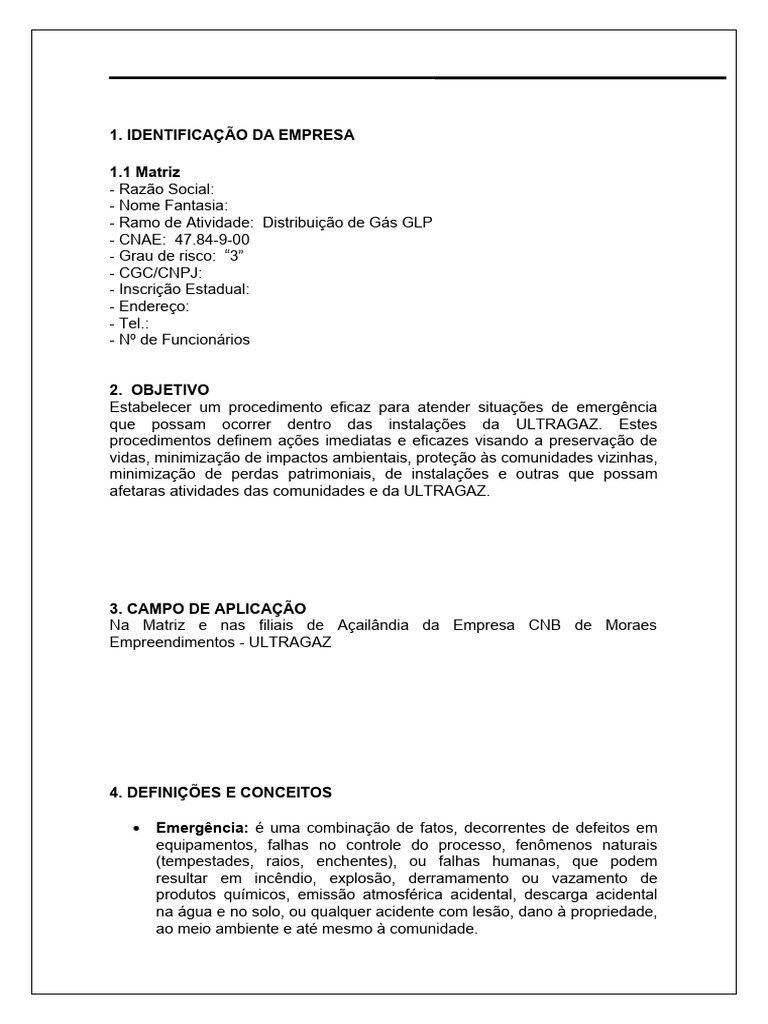 Pae Modelo 3 Pdf Emergência Ambiente Natural
