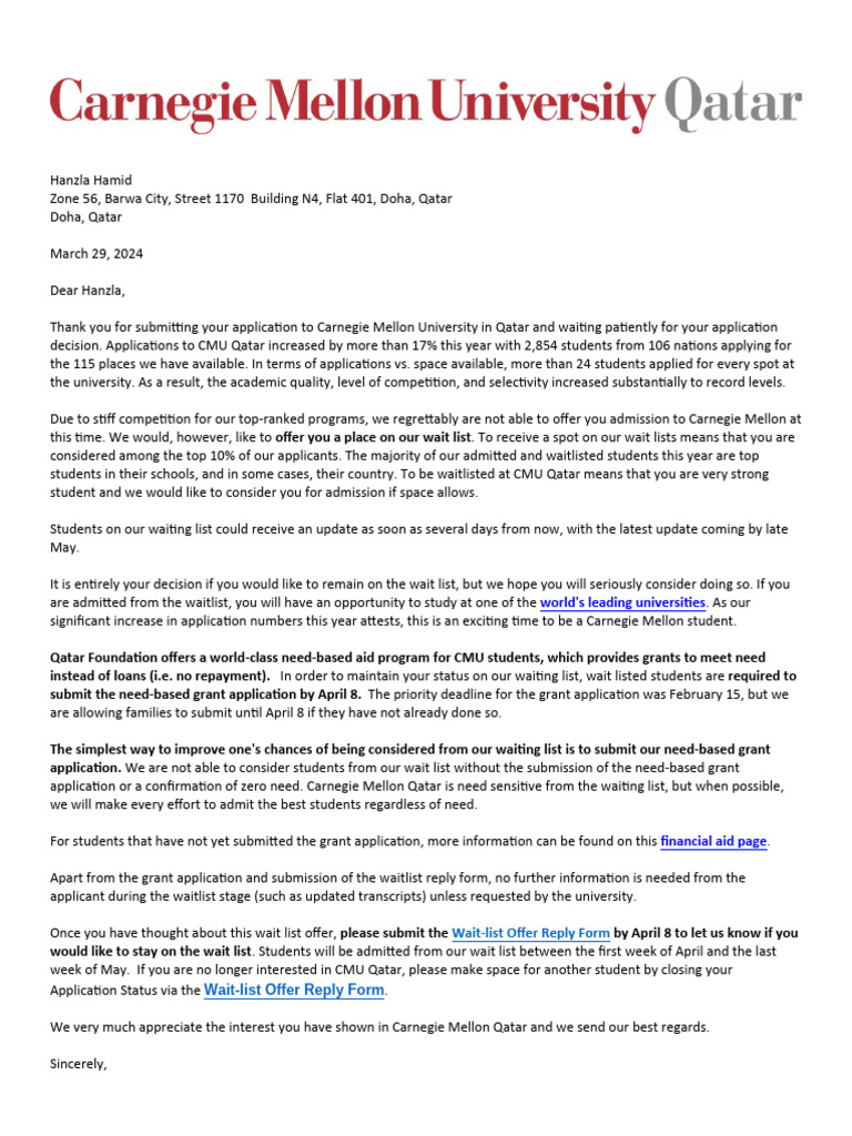 Letter | Download Free PDF | Carnegie Mellon University | Higher Education