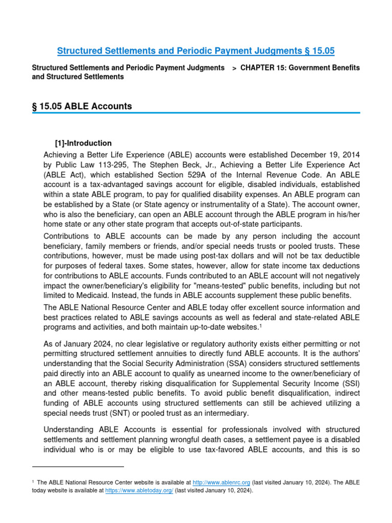 Understanding ABLE Accounts for Settlements | PDF | Supplemental ...